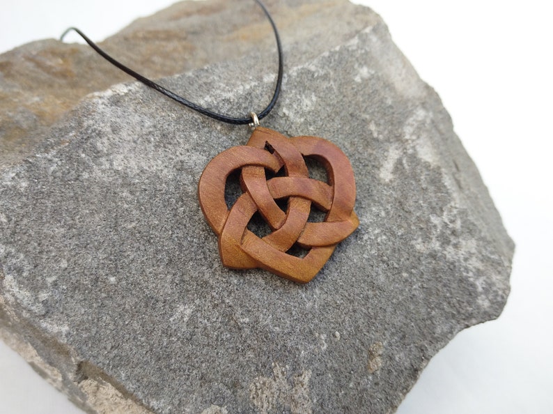 Celtic Trinity Knot Heart Pendant Hand Carved Wooden Celtic | Etsy