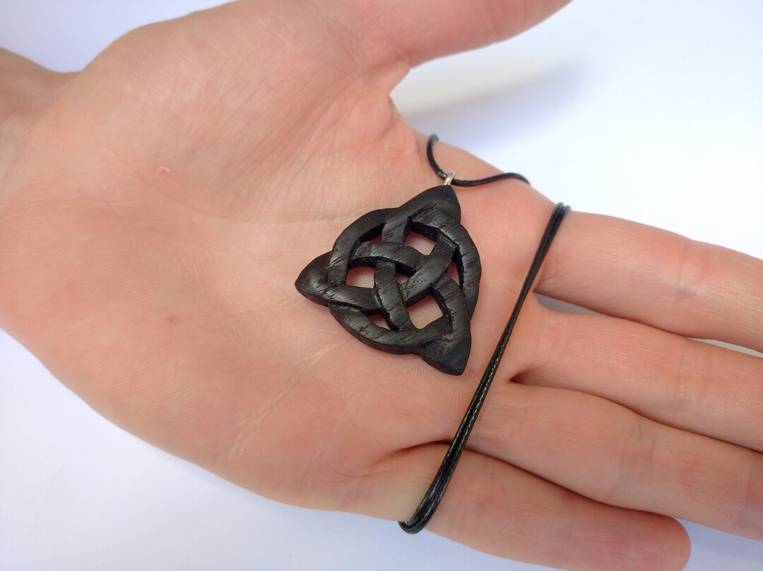 Celtic Trinity Knot Heart Pendant, Hand Carved Wooden Celtic Knot ...