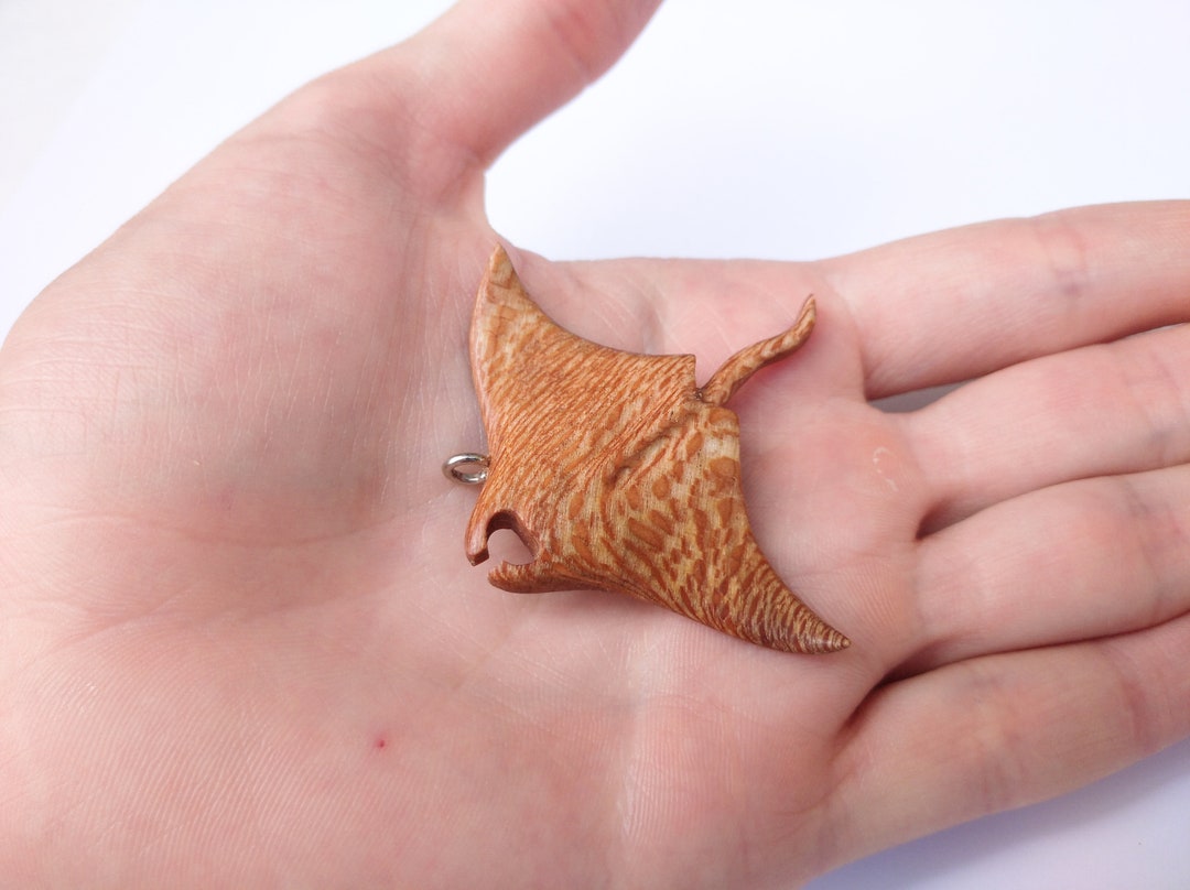 Manta Ray Pendant, Handcarved Wooden Manta Ray Necklace, Stingray ...