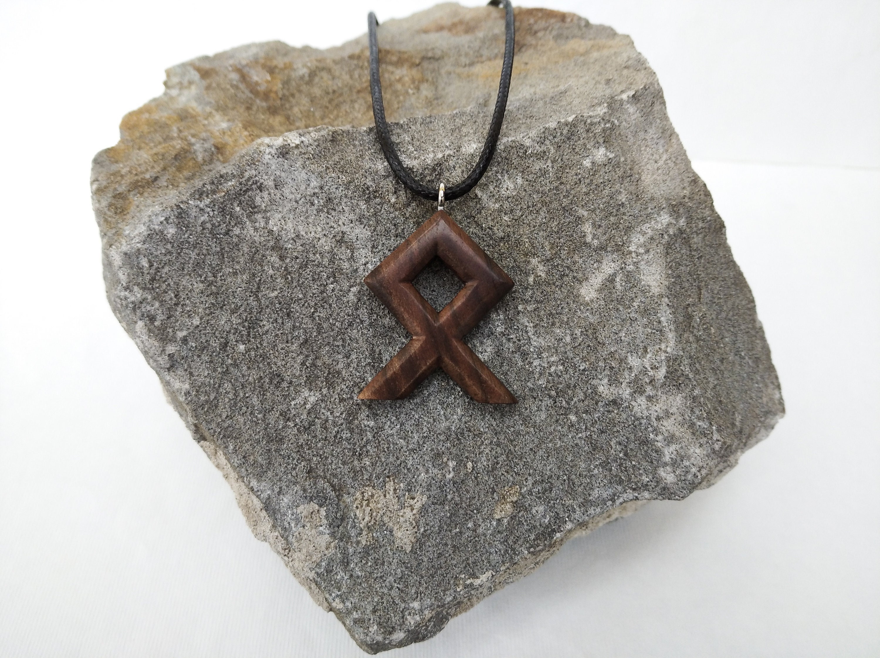 Hand Carved Viking Othala Rune Pendant Othala Rune Necklace - Etsy