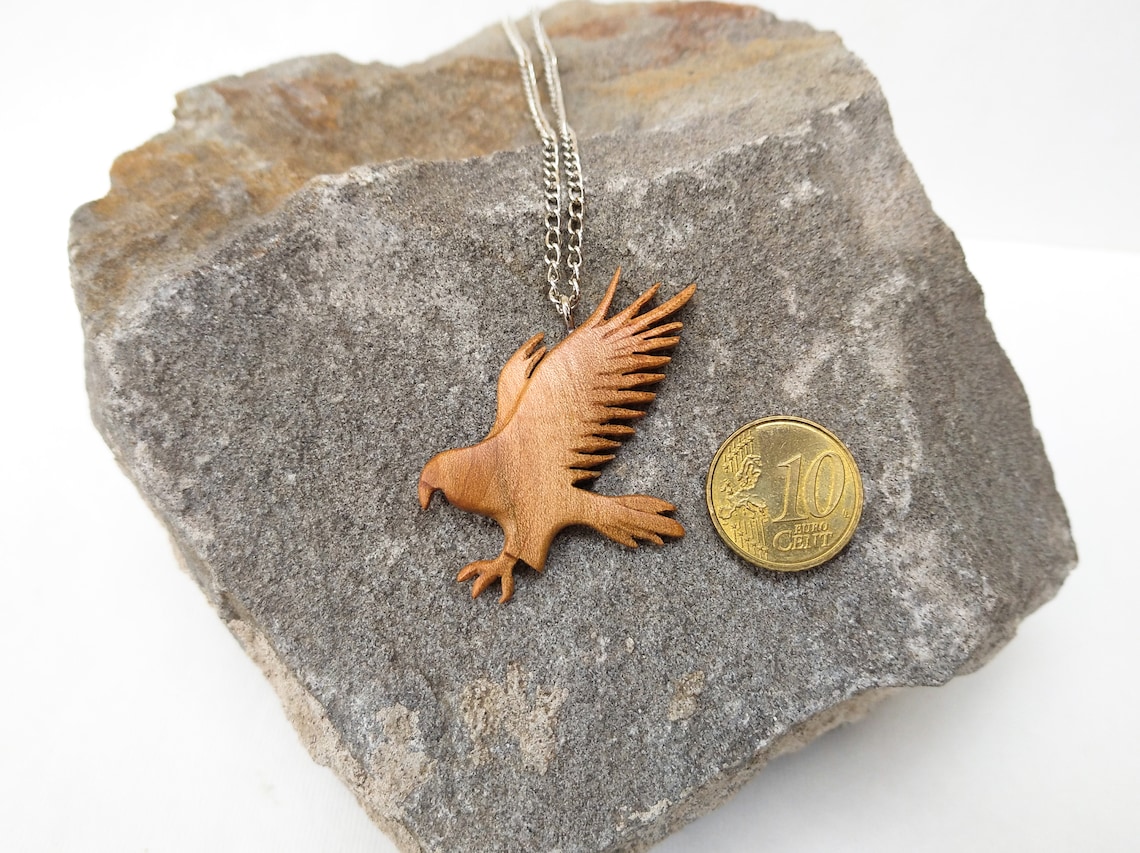 Eagle Necklace Carved Wooden Eagle Pendant Bald Eagle - Etsy