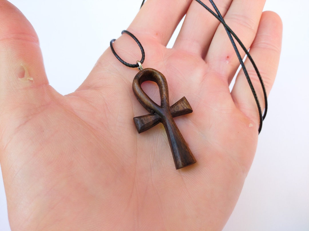 Ankh Wooden Pendant, Egyptian Wooden Necklace ,hand Carved Wooden ...