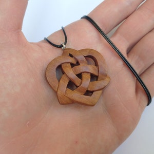 Celtic Trinity Knot Heart Pendant Hand Carved Wooden Celtic - Etsy