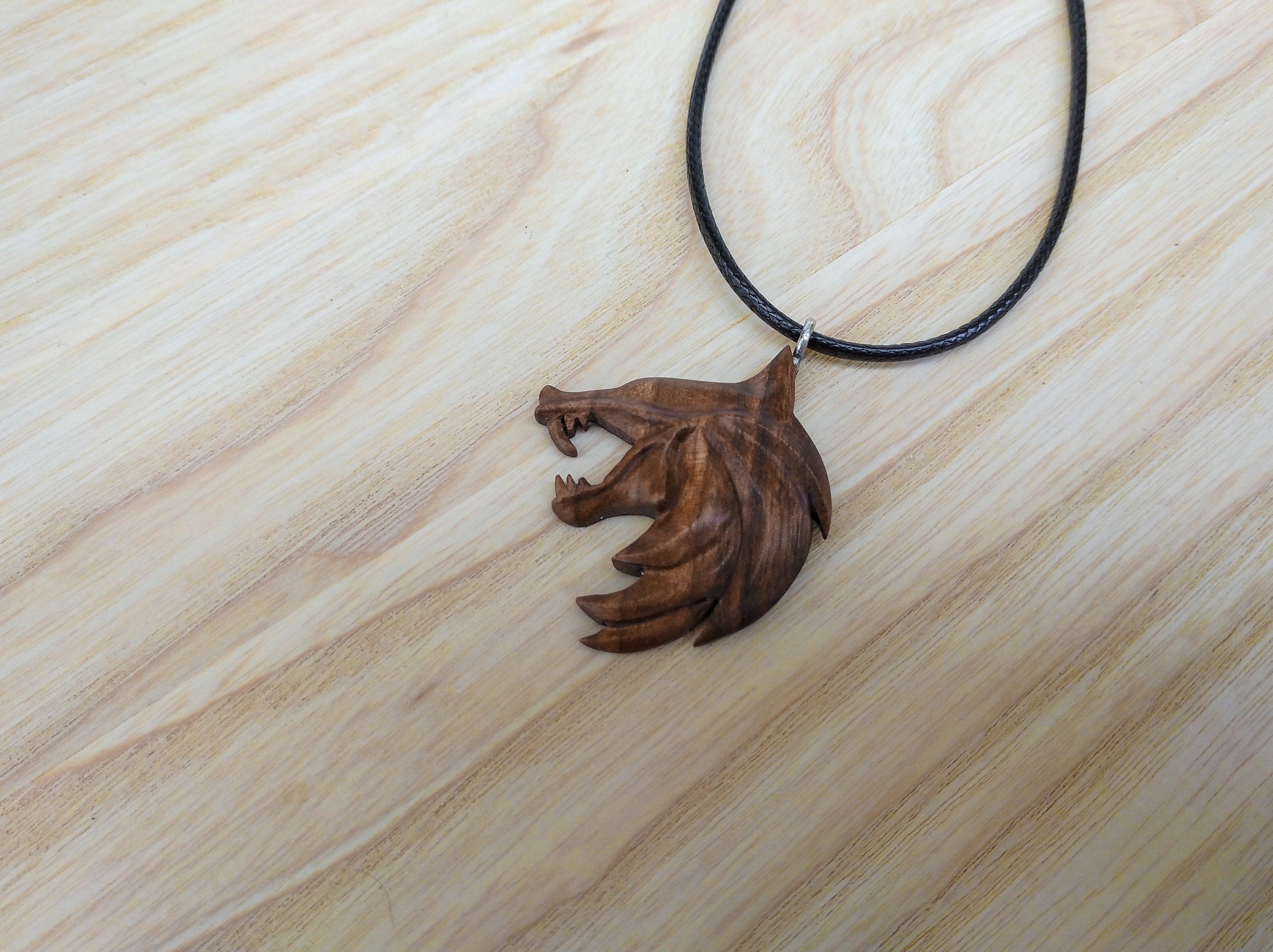 Witcher Wolf Pendant Hand Carved Wooden Witcher Amulet - Etsy