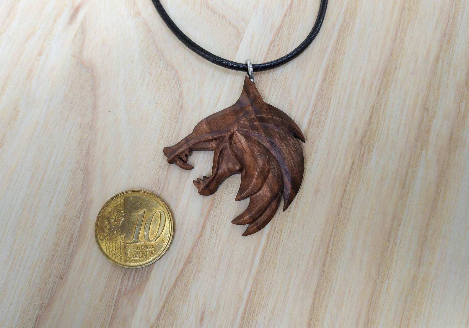 Witcher Wolf Pendant Hand Carved Wooden Witcher Amulet - Etsy