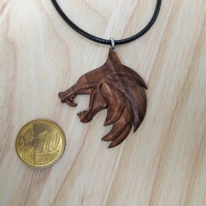 Hand Carved Witcher Wolf Pendant, Steamed Walnut Wood Amulet - Etsy