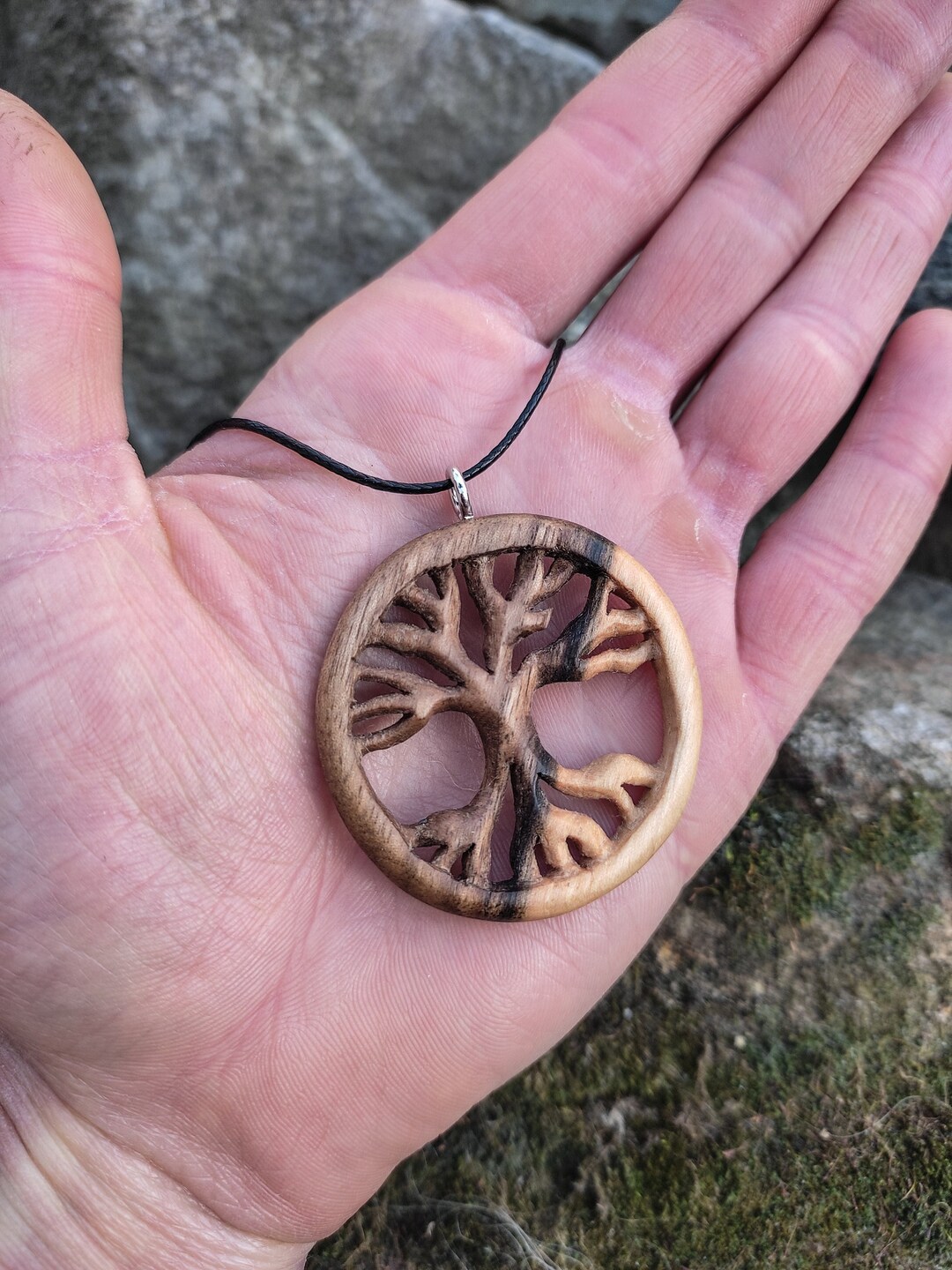 Tree of Life Neklace, Hand Carved Wooden Tree of Life Pendant, Carved ...