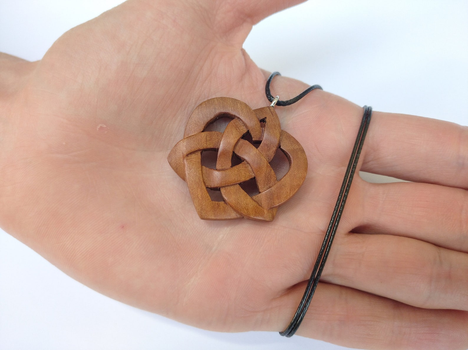 Celtic Trinity Knot Heart Pendant Hand Carved Wooden Celtic | Etsy