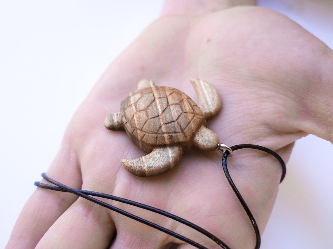 Turtle Pendant Hand Carved Wooden Turtle Neklace Turtle | Etsy