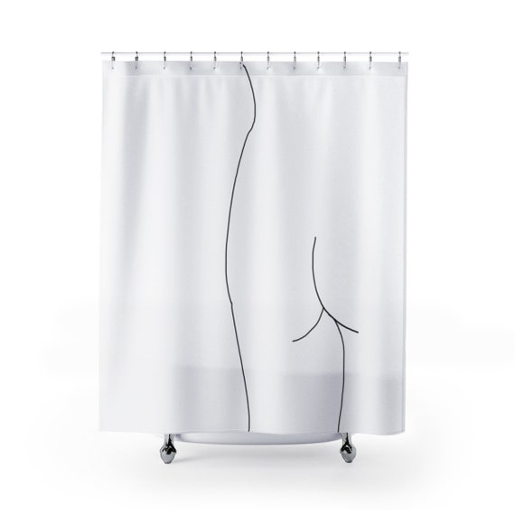 Bare butt shower curtain naked butt shower curtain line | Etsy