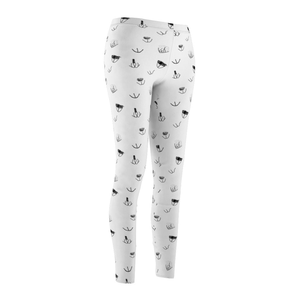 Yoni Print White Leggings | Vulva Art Skin-tight Pants | Cartoon ...
