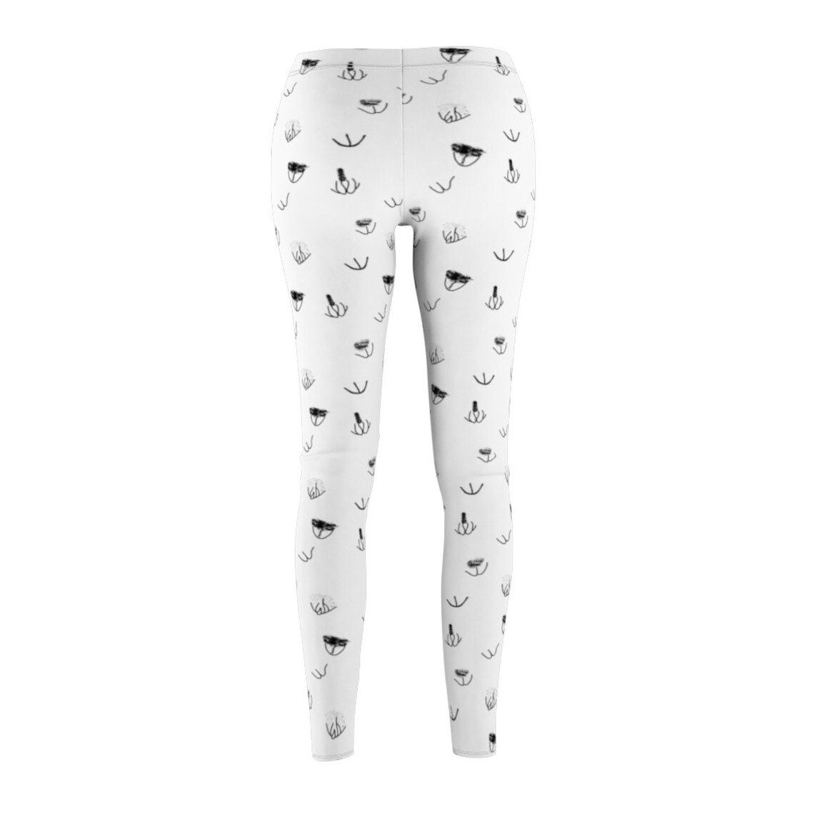 Yoni Print White Leggings | Vulva Art Skin-tight Pants | Cartoon ...