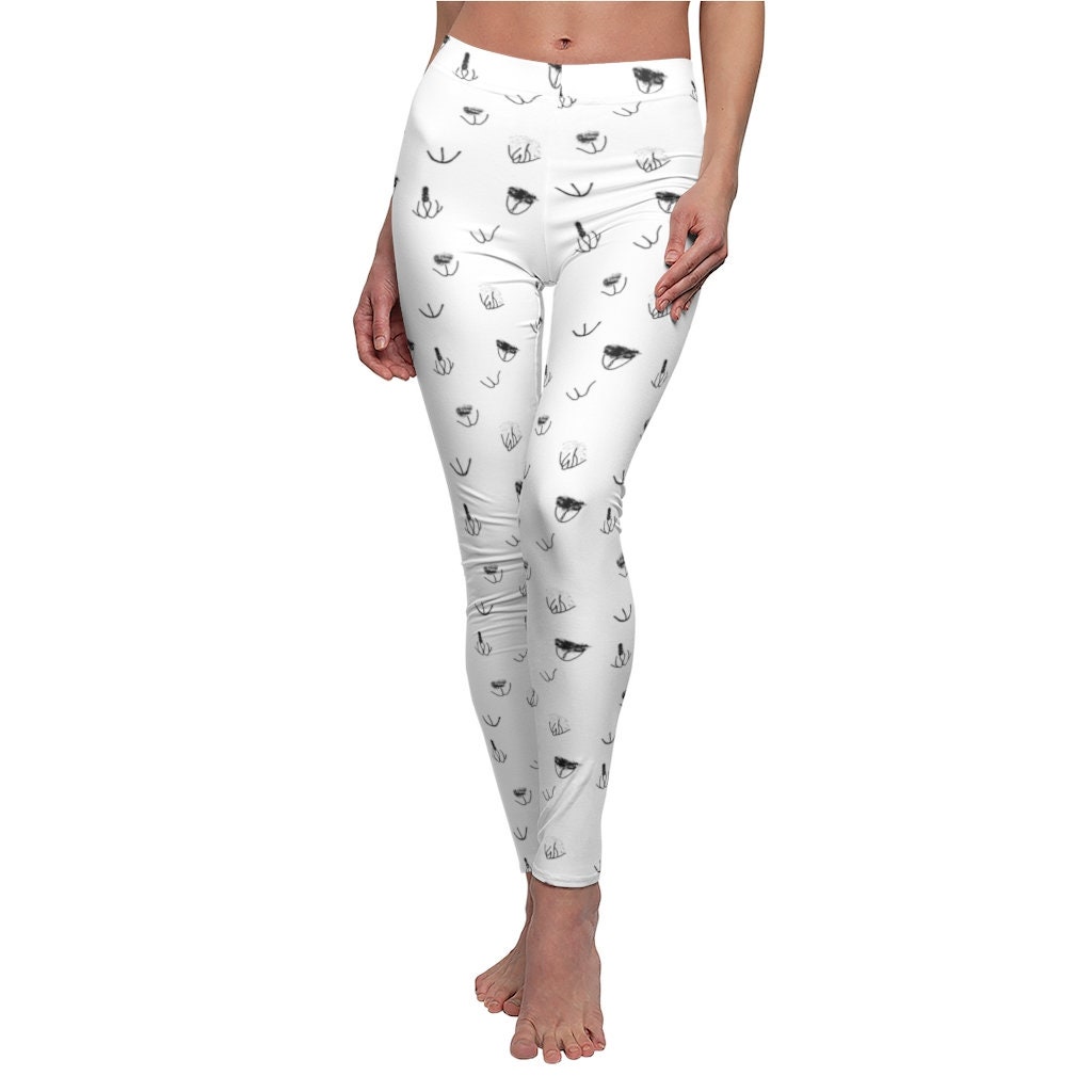 Yoni Print White Leggings Vulva Art Skin-tight Pants - Etsy