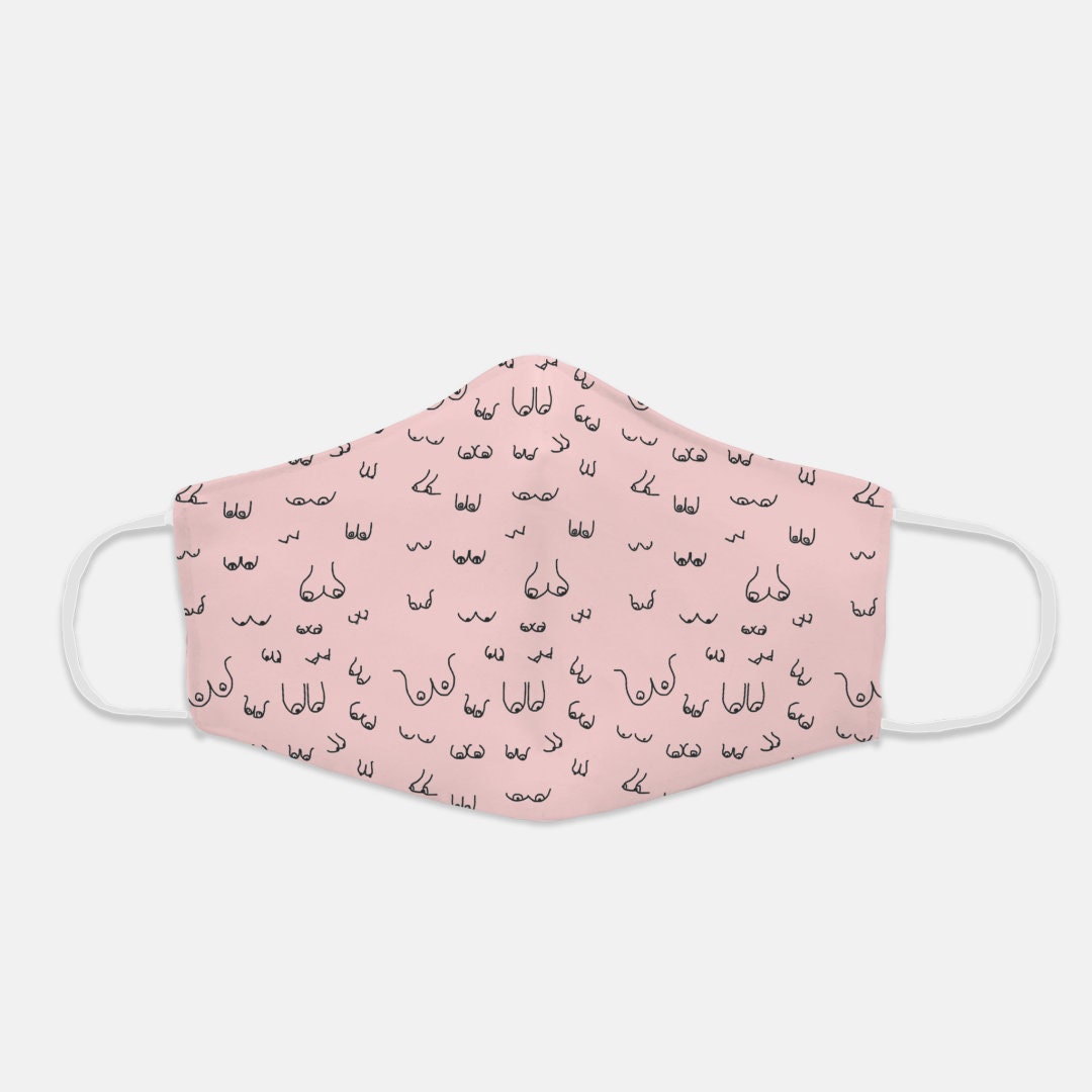Pink Boob Ear Loop Face Mask Boobies Print Fabric Face Mask Protective ...