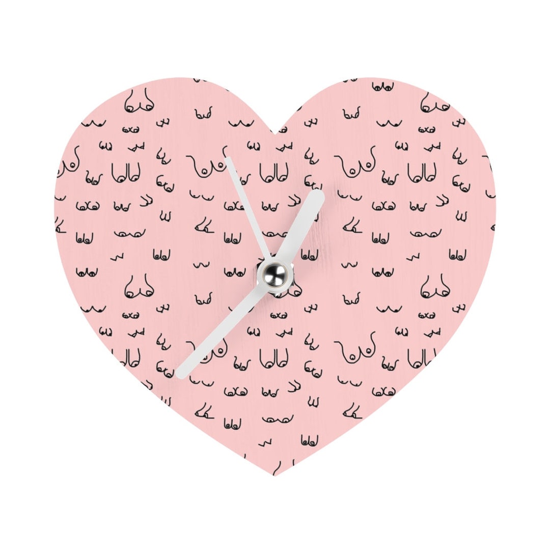 Pink Boobie Wall Clock Heart-shaped Wall Clock Lactation Expert Boobie ...