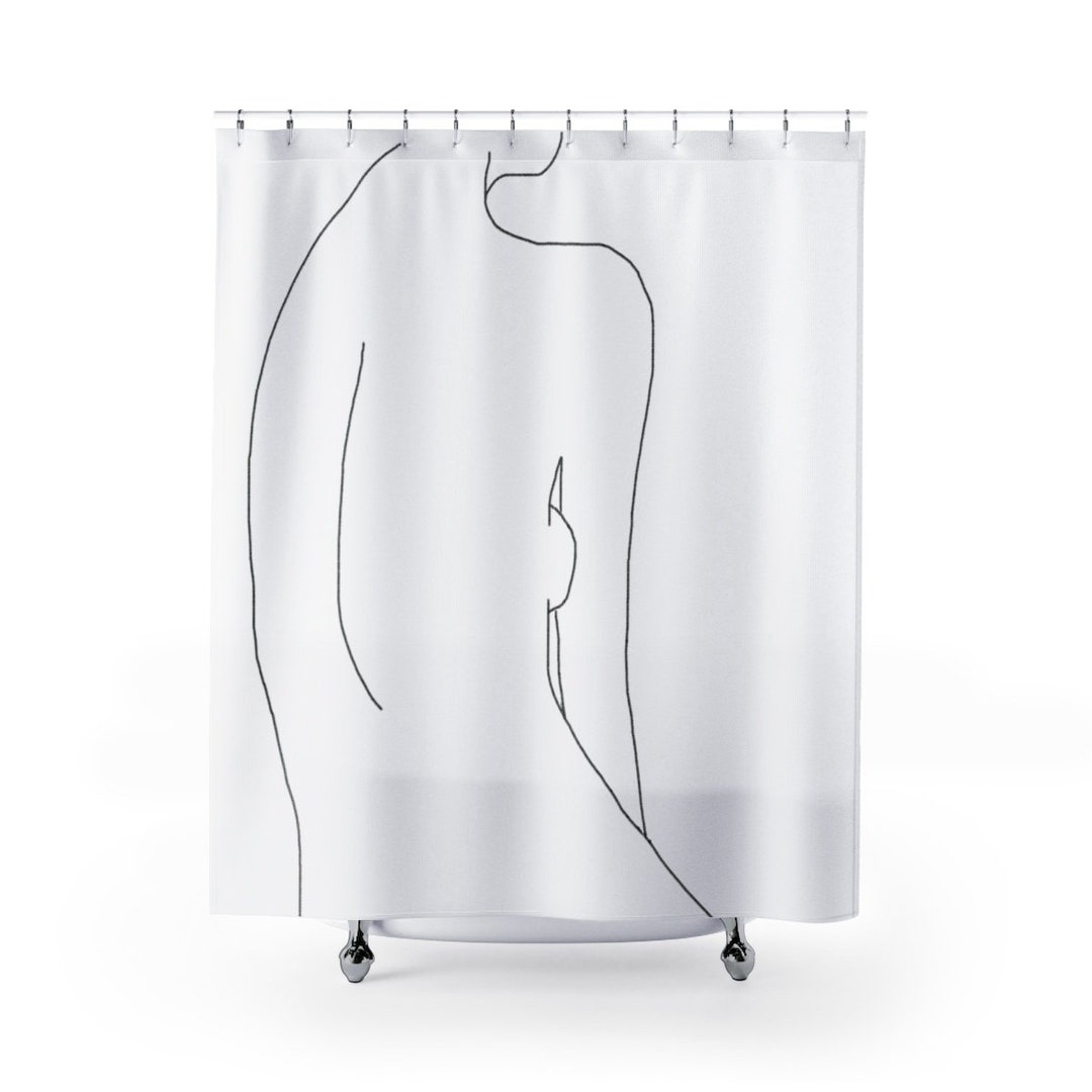 Line Art Shower Curtain Woman's Back Shower Curtain - Etsy