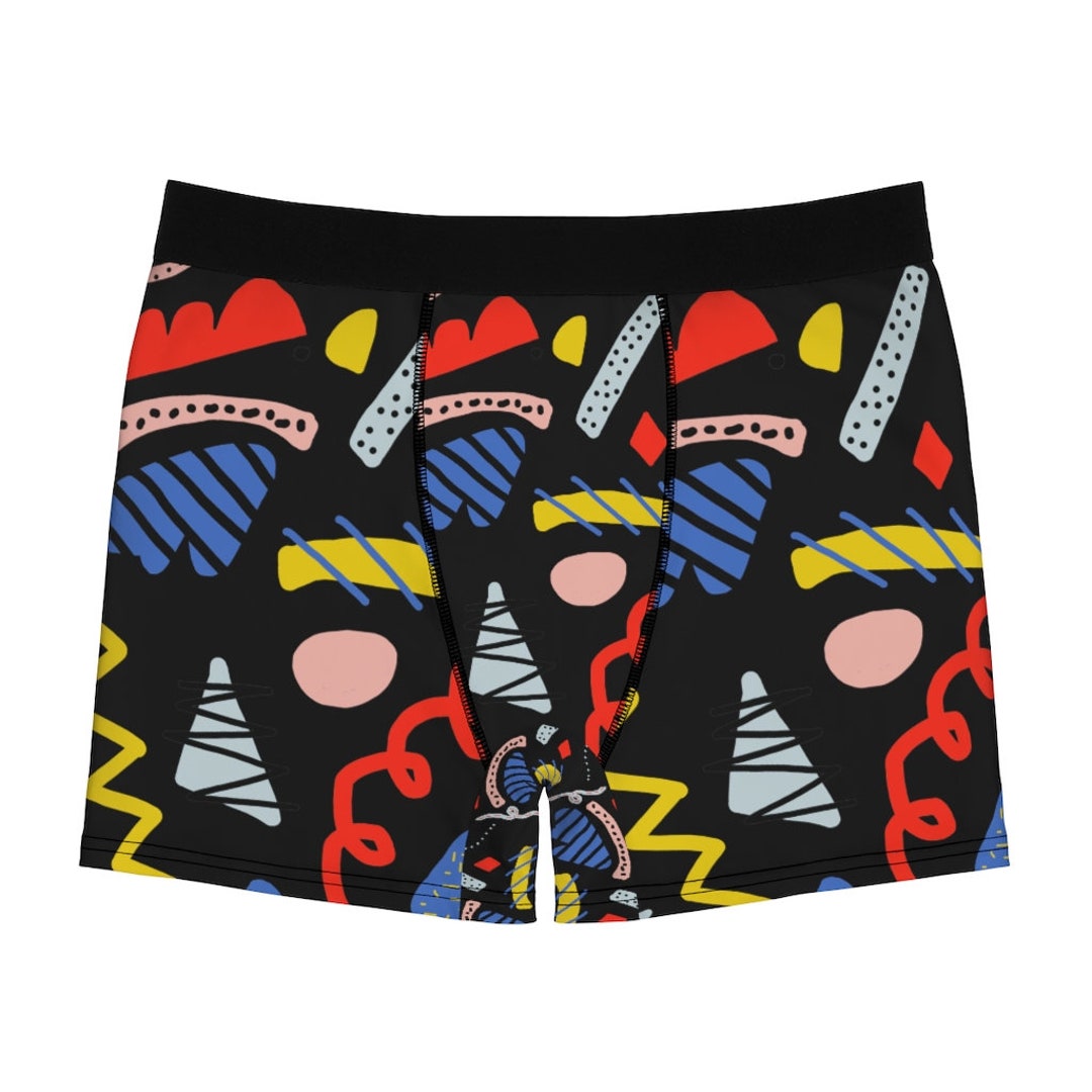 Black Colorful Men's Boxer Briefs | Whimsical Underwear for Him | Male ...