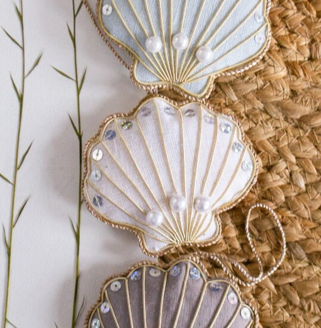 White Limited Edition Shell Hanging Decoration in Irish Linen Artisan ...
