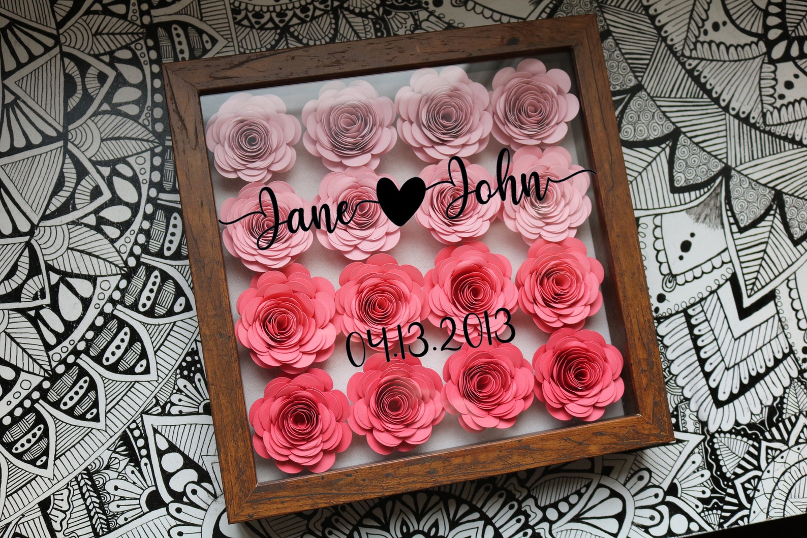 Anniversary Date Shadow Box Shadow Box Rose Flowers Shadow Box Quote ...