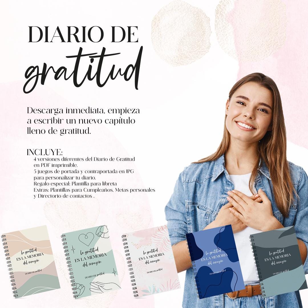 Diario De Gratitud Para Imprimir | Journal De Agradecimiento | Planner ...