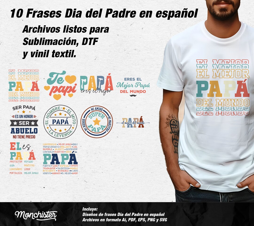 Frases Para El Dia Del Papá Svg Png Bundle Spanish SVG Bundle Gracias ...