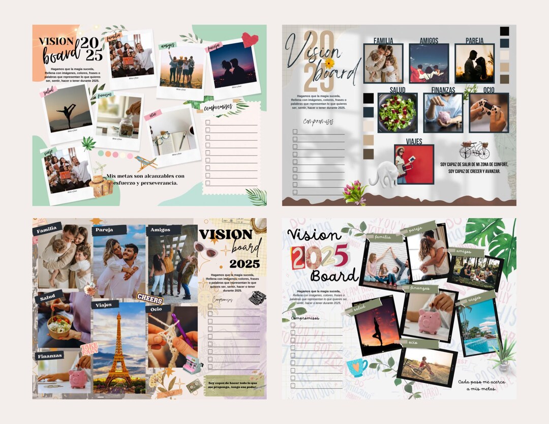 Vision Board 2025 Canva 4 Editable Template - Etsy