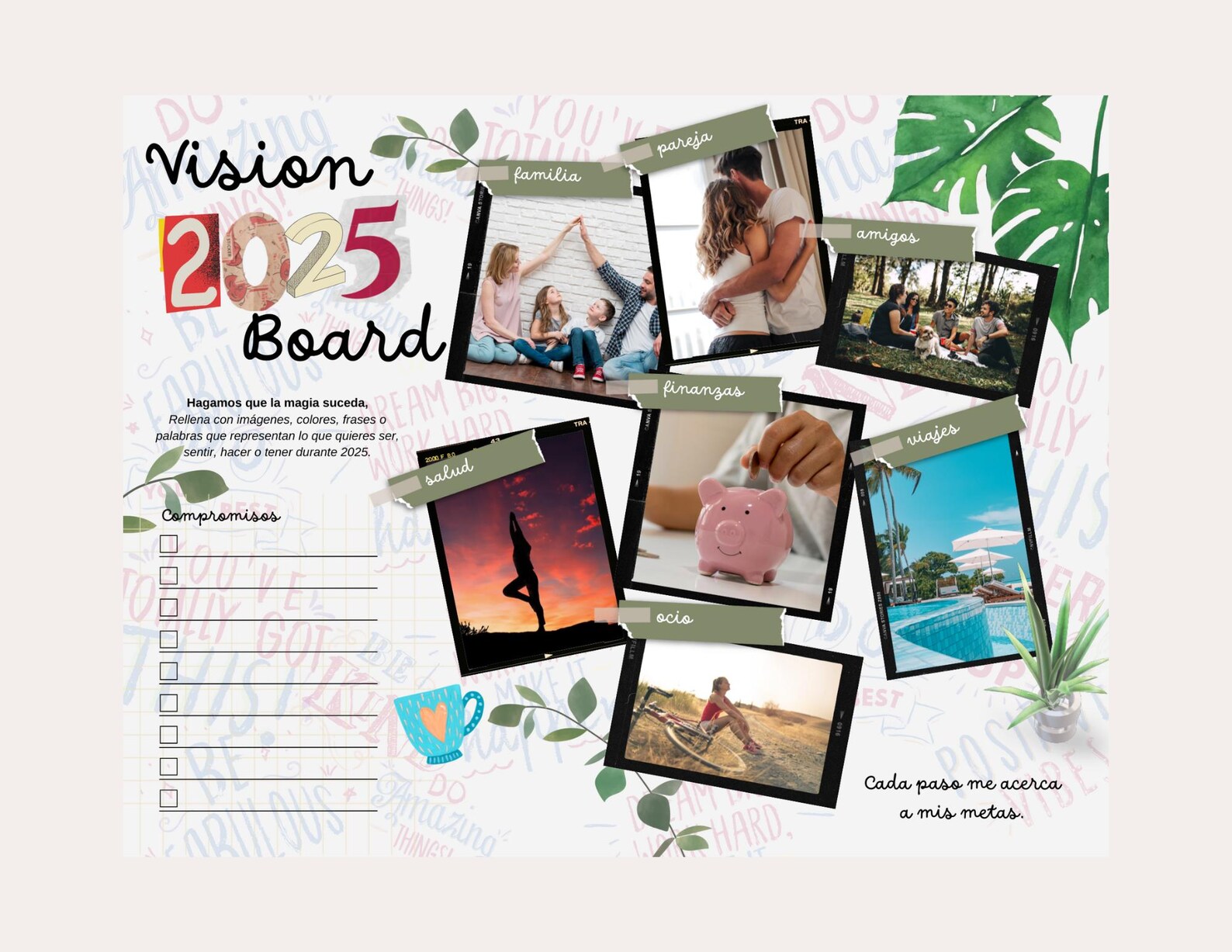 Vision Board 2025 Canva 4 Editable Template - Etsy
