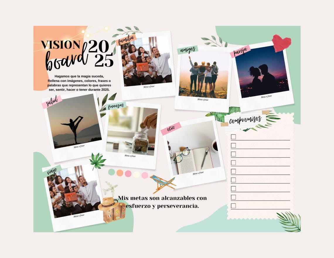 Vision Board 2025 Canva 4 Editable Template - Etsy