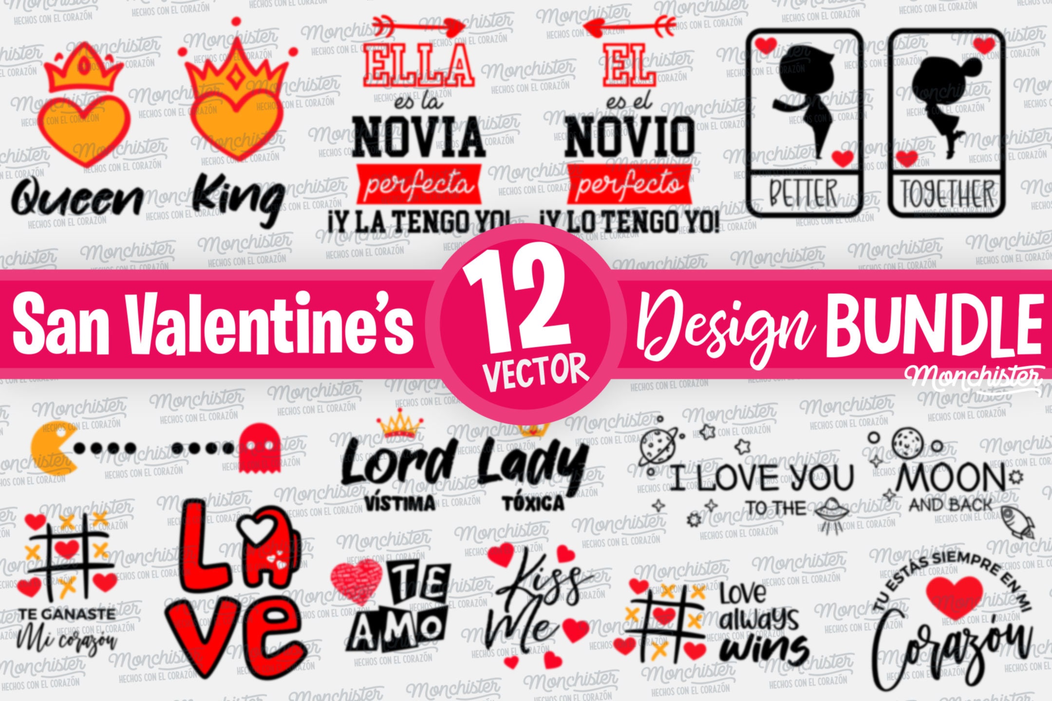 12 Design Bundle San Valentine's Day SVG File EPS File PNG File Spanish ...