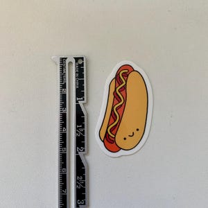 Kawaii Hotdog Sticker – Cute Smiling Food Vinyl Decal for Laptop, Water ...