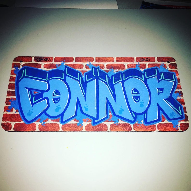 Personalised Graffiti Name Door Sign Plaque Hand Painted Birthday ...