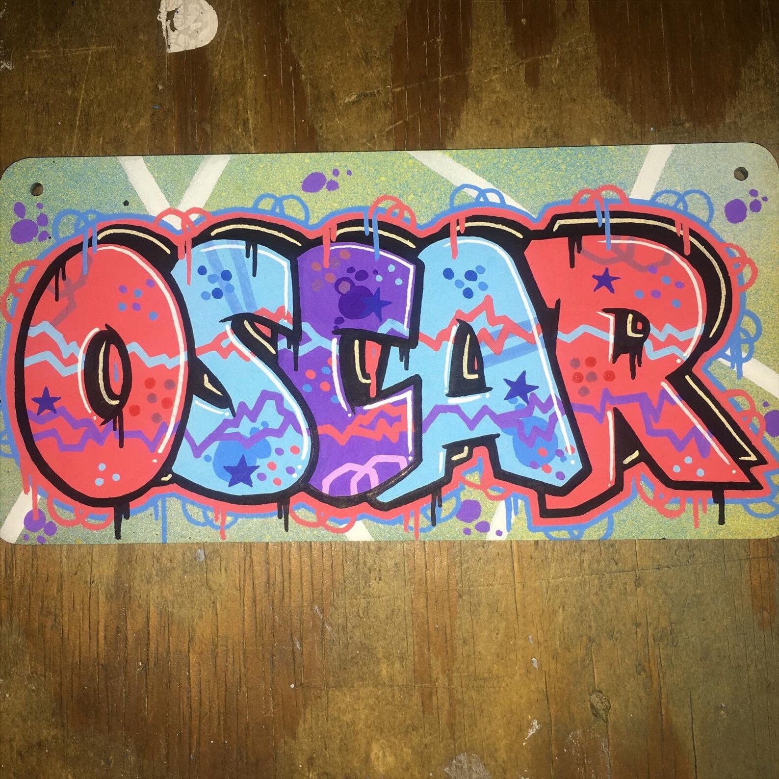 Personalised Graffiti Name Door Sign Plaque Hand Painted Birthday ...