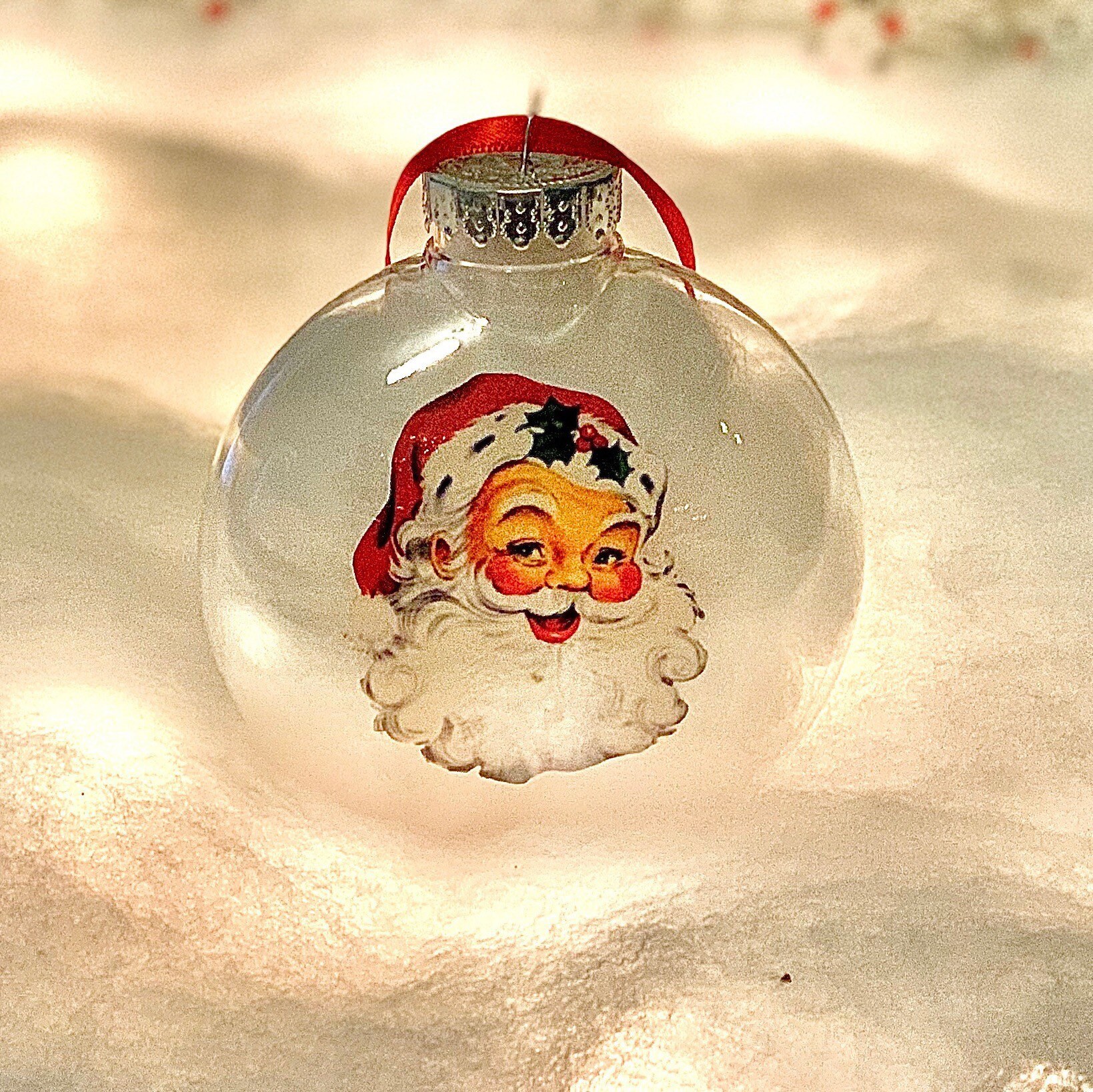 Santa ornament. Floating Santa ornament. Christmas ornament. | Etsy