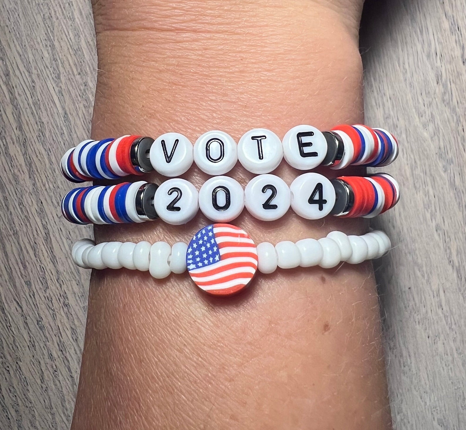 Vote 2024 Bead Bracelet Stack (comes With 3) Presidental Election ...