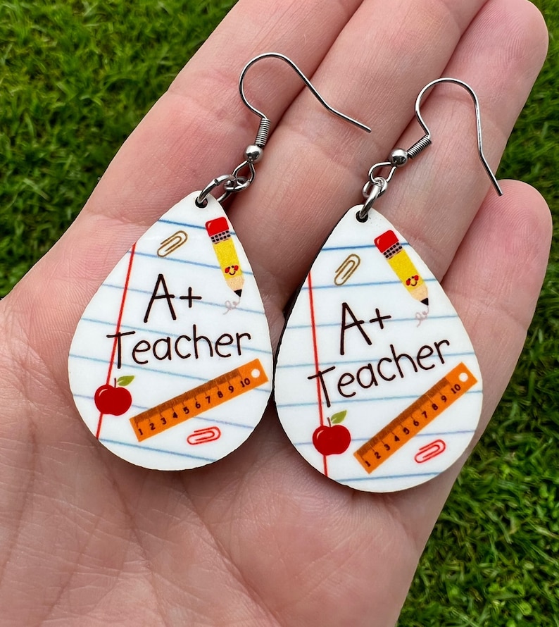 A+ Teacher Earrings. Notebook-classroom Earrings. School Teacher ...