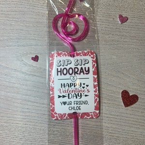 Assembled Personalized Valentines Day Party Favors HEART STRAW INCLUDED ...