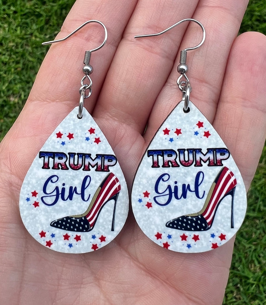 Trump Girl High Heel Earrings: Patriotic USA Made Jewelry - Etsy