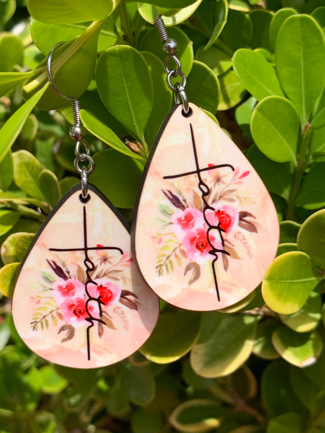 Cross Earrings. Dangle Teardrop Earrings. Christian Faith Earrings ...