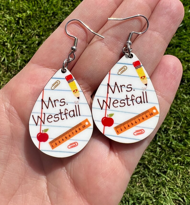Personalized Teacher Earrings. Notebook-classroom Earrings. - Etsy