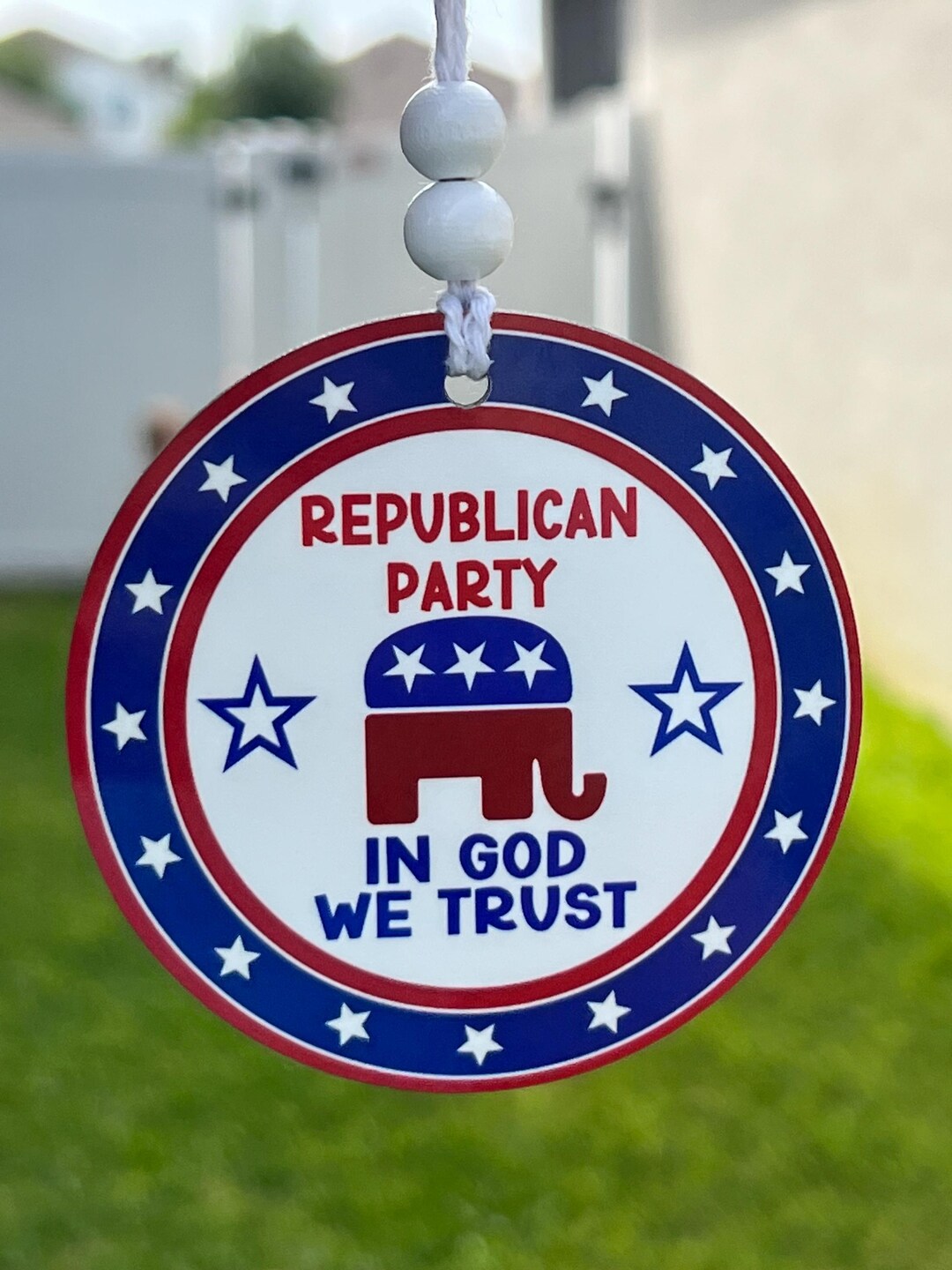 Republican Party in God We Trust Christmas Ornament. 3 Inch MDF Circle ...
