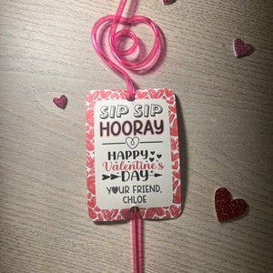 Assembled Personalized Valentines Day Party Favors HEART STRAW INCLUDED ...
