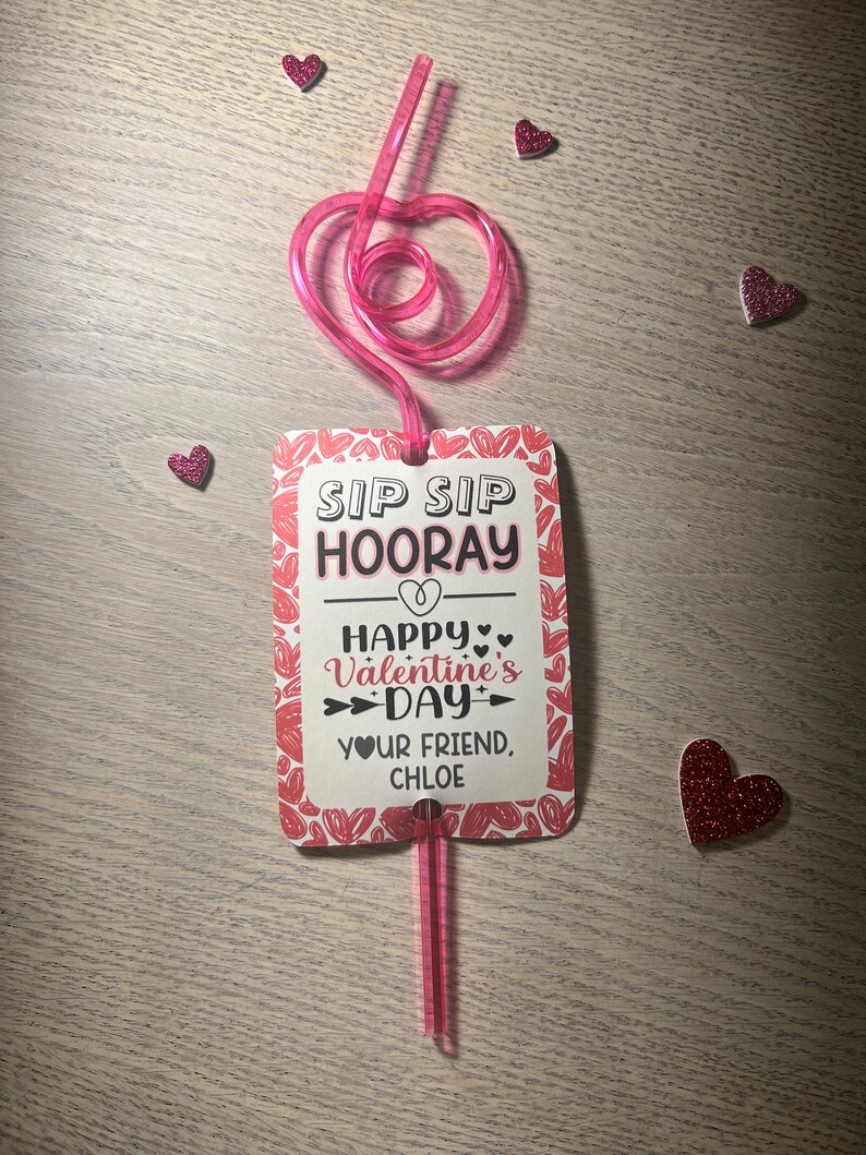 Assembled Personalized Valentines Day Party Favors HEART STRAW INCLUDED ...
