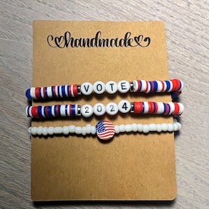 Vote 2024 Bead Bracelet Stack (comes With 3) Presidental Election ...