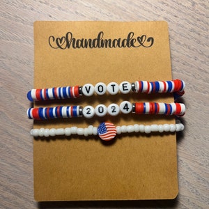 Vote 2024 Bead Bracelet Stack (comes With 3) Presidental Election ...