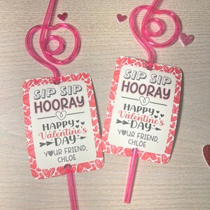 Assembled Personalized Valentines Day Party Favors HEART STRAW INCLUDED ...