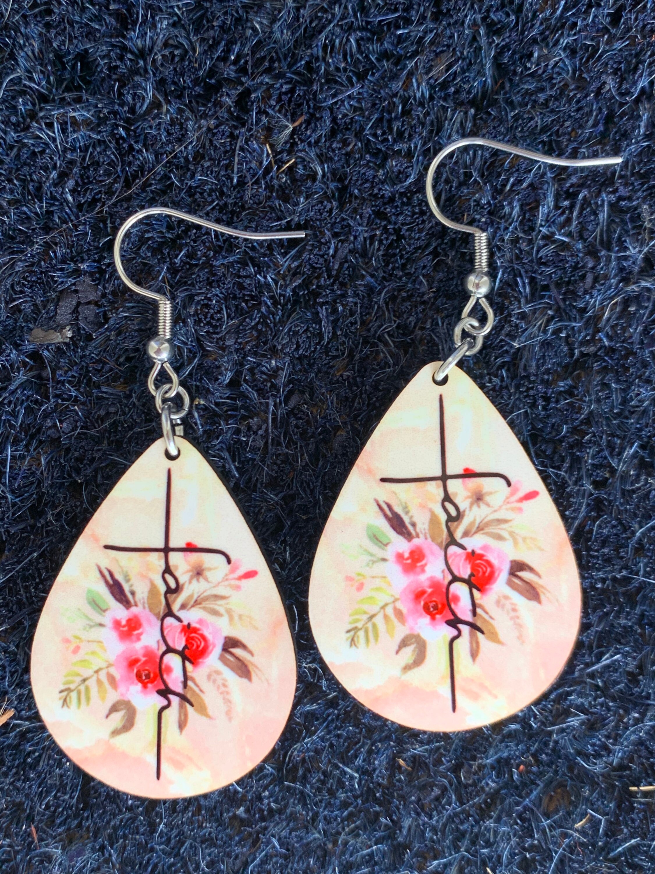 Cross Earrings. Dangle Teardrop Earrings. Christian Faith - Etsy