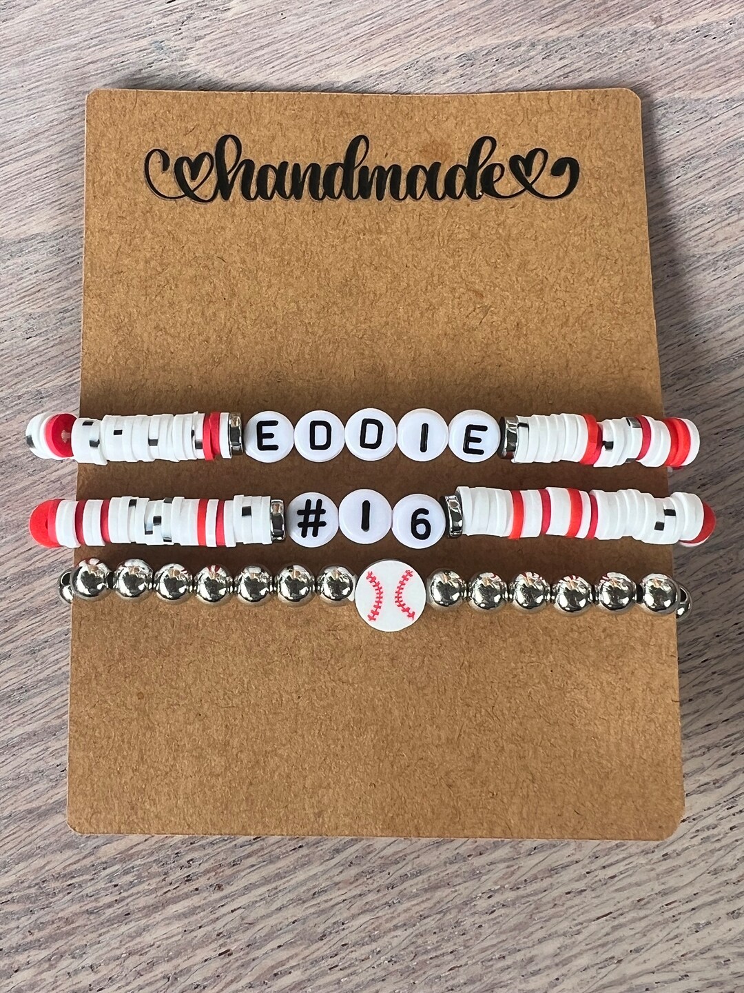 Baseball Personalized Bead Bracelet Stack (comes With 3) for Mom, Dad ...