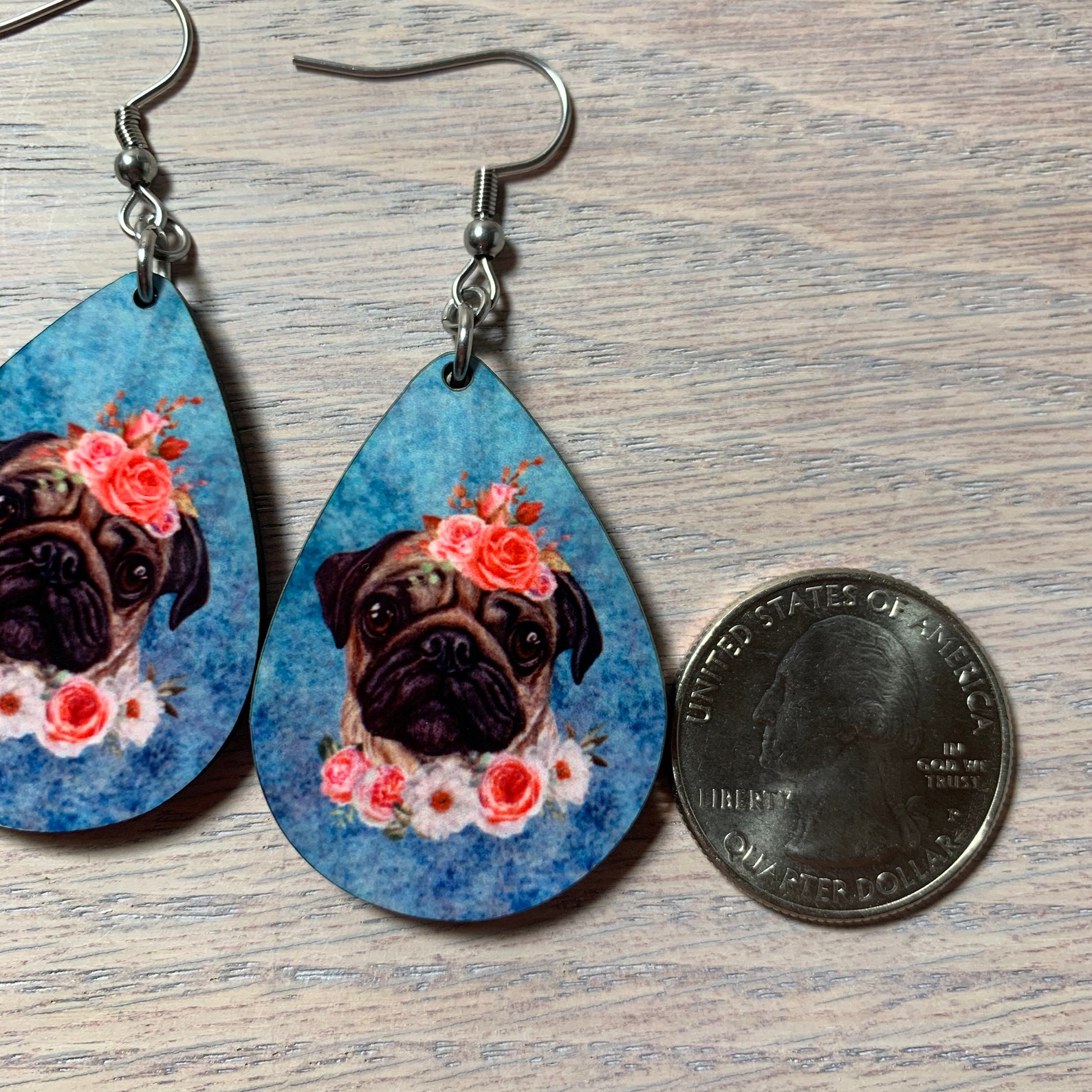 Cute Pug Earrings. Dog Lover , Pug, Veterinarian Earrings. Pretty Pug ...