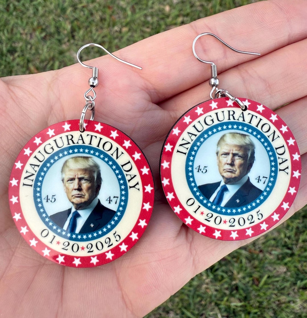 Trump Inauguration Day Earrings. President Donald Trump Ceremony 45-47 ...