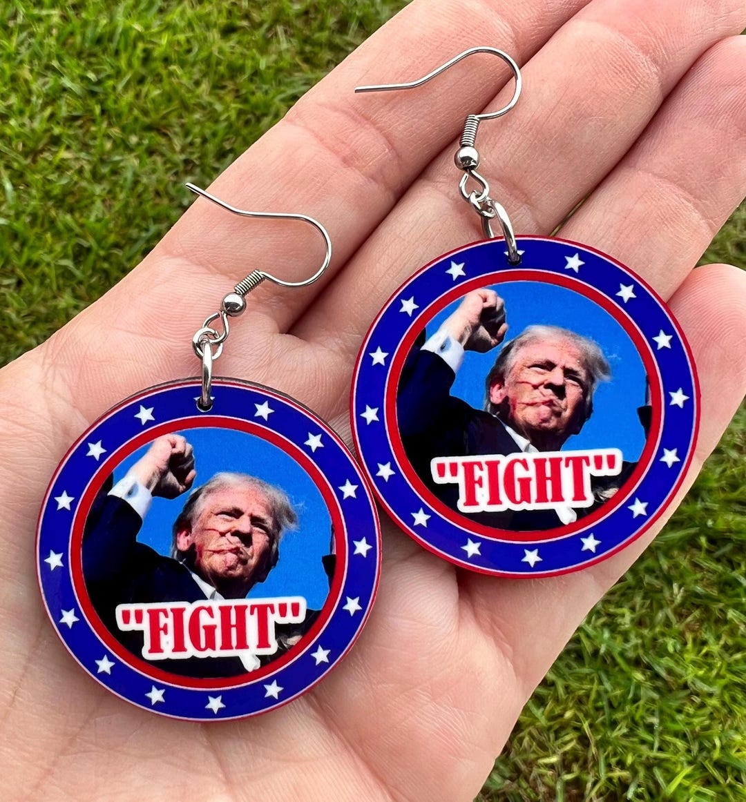 Trump FIGHT Earrings. President Trumps, Rally MAGA - Etsy